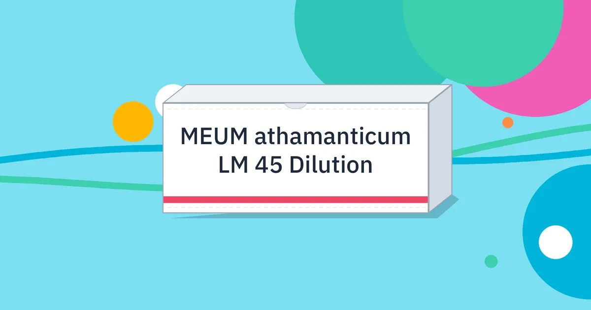 Symbolbild: Packung mit der Aufschrift MEUM athamanticum LM 45 Dilution (PZN 13607732) – Verfügbarkeit und Bezug in Apotheken in Frankfurt am Main