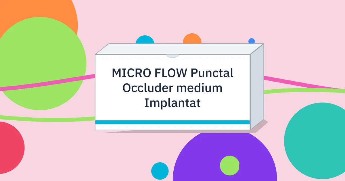 Symbolbild: Packung mit der Aufschrift MICRO FLOW Punctal Occluder medium Implantat (PZN 07689134) – Verfügbarkeit und Bezug in Apotheken in Frankfurt am Main