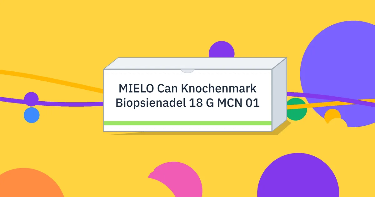Symbolbild: Packung mit der Aufschrift MIELO Can Knochenmark Biopsienadel 18 G MCN 01 (PZN 00298123) – Verfügbarkeit und Bezug in Apotheken in Frankfurt am Main
