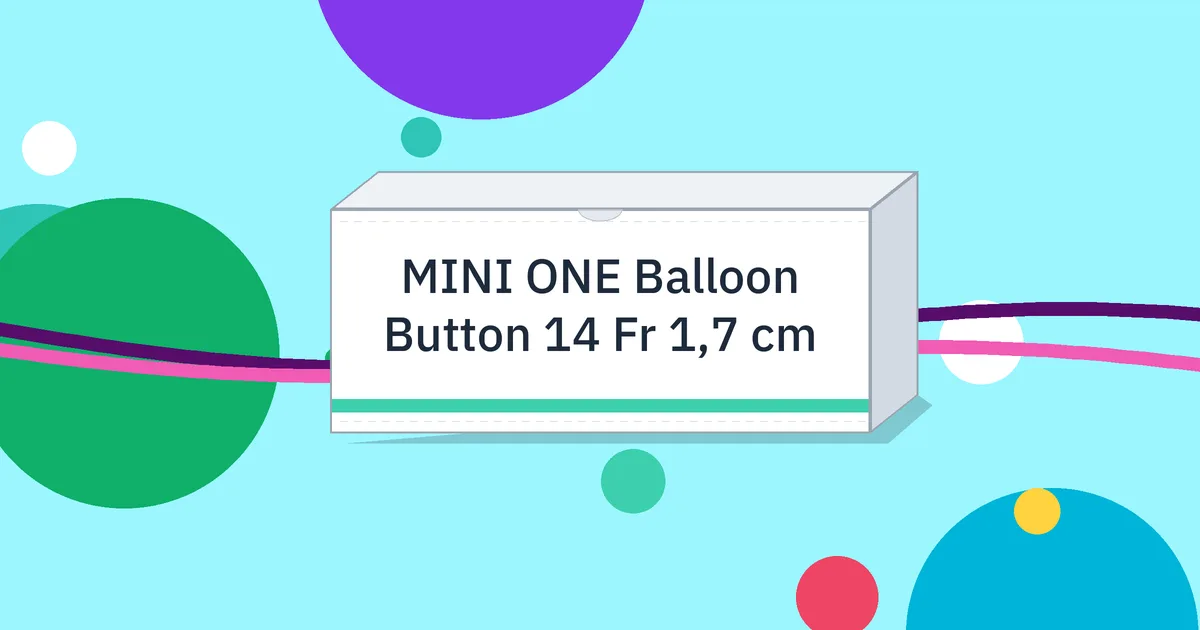 Symbolbild: Packung mit der Aufschrift MINI ONE Balloon Button 14 Fr 1,7 cm (PZN 14341880) – Verfügbarkeit und Bezug in Apotheken in Frankfurt am Main