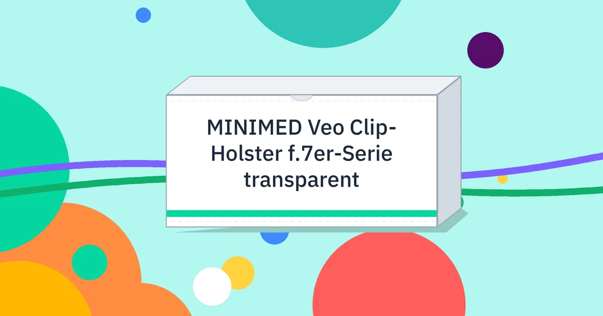 Symbolbild: Packung mit der Aufschrift MINIMED Veo Clip-Holster f.7er-Serie transparent (PZN 10986982) – Verfügbarkeit und Bezug in Apotheken in Frankfurt am Main