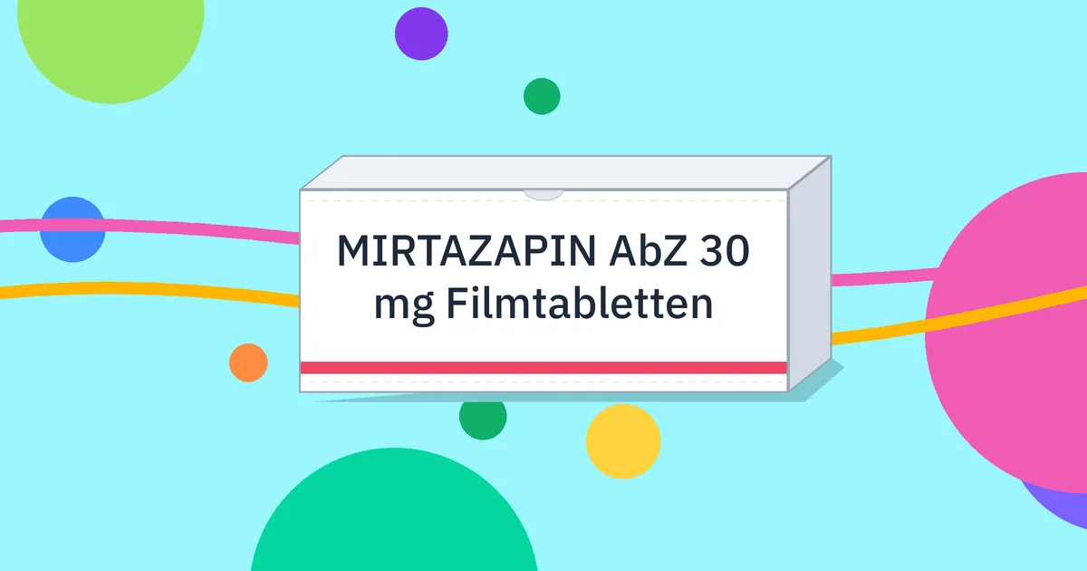 Symbolbild: Packung mit der Aufschrift MIRTAZAPIN AbZ 30 mg Filmtabletten (PZN 03123097) – Verfügbarkeit und Bezug in Apotheken in Frankfurt am Main
