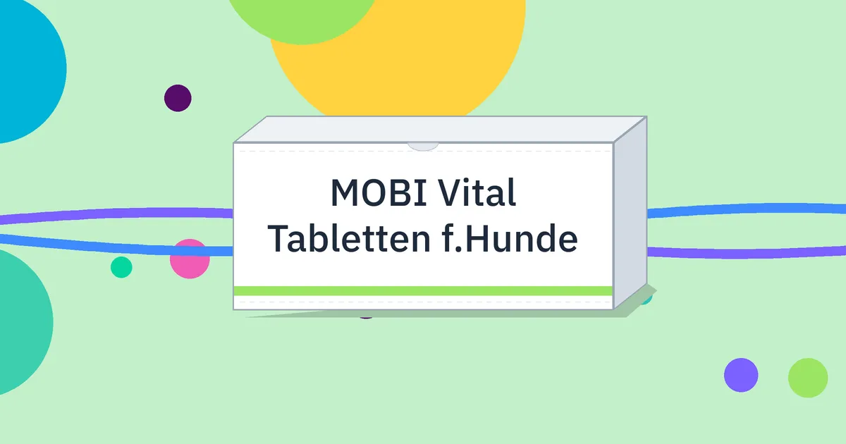 Symbolbild: Packung mit der Aufschrift MOBI Vital Tabletten f.Hunde (PZN 19208832) – Verfügbarkeit und Bezug in Apotheken in Frankfurt am Main