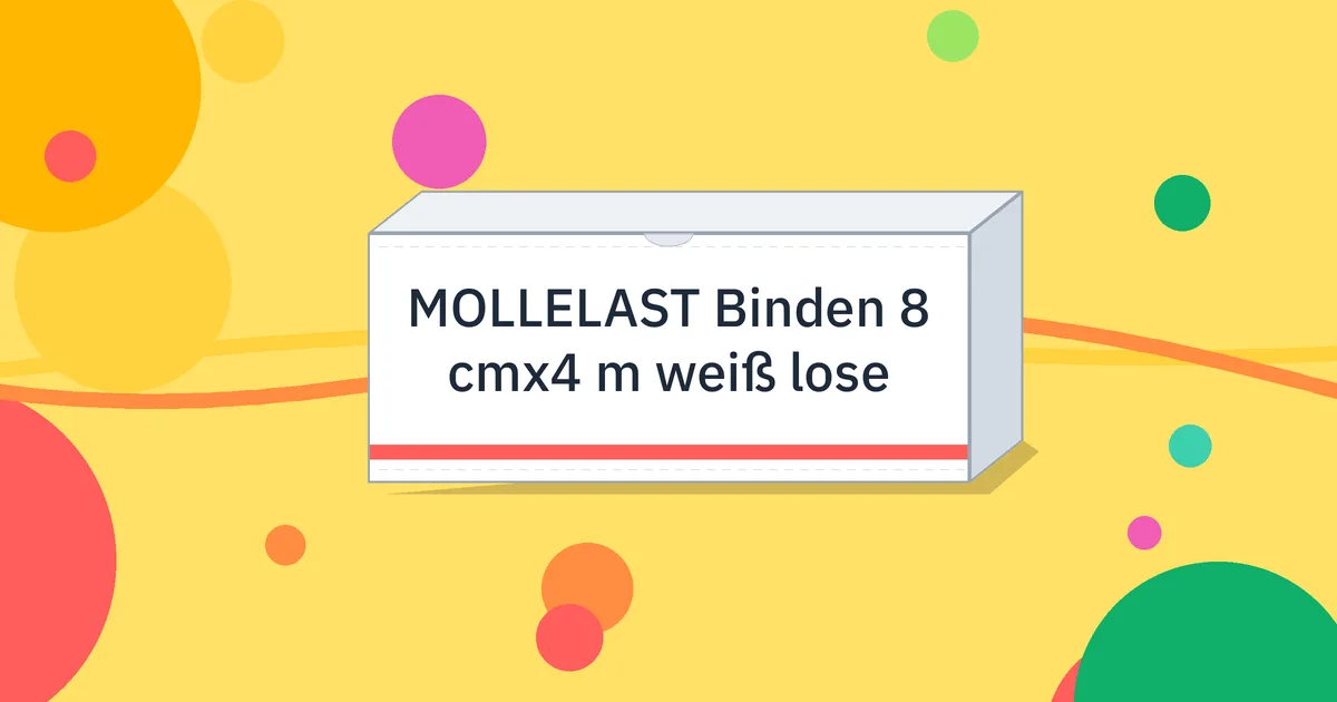 Symbolbild: Packung mit der Aufschrift MOLLELAST Binden 8 cmx4 m weiß lose (PZN 15430456) – Verfügbarkeit und Bezug in Apotheken in Frankfurt am Main
