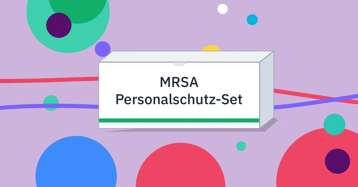 Symbolbild: Packung mit der Aufschrift MRSA Personalschutz-Set (PZN 02336543) – Verfügbarkeit und Bezug in Apotheken in Frankfurt am Main