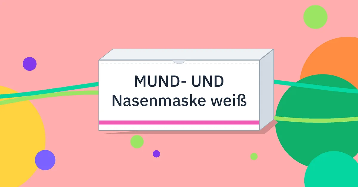 Symbolbild: Packung mit der Aufschrift MUND- UND Nasenmaske weiß (PZN 01967690) – Verfügbarkeit und Bezug in Apotheken in Frankfurt am Main