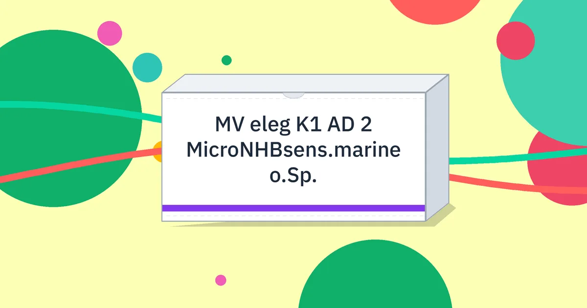 Symbolbild: Packung mit der Aufschrift MV eleg K1 AD 2 MicroNHBsens.marine o.Sp. (PZN 15670025) – Verfügbarkeit und Bezug in Apotheken in Frankfurt am Main