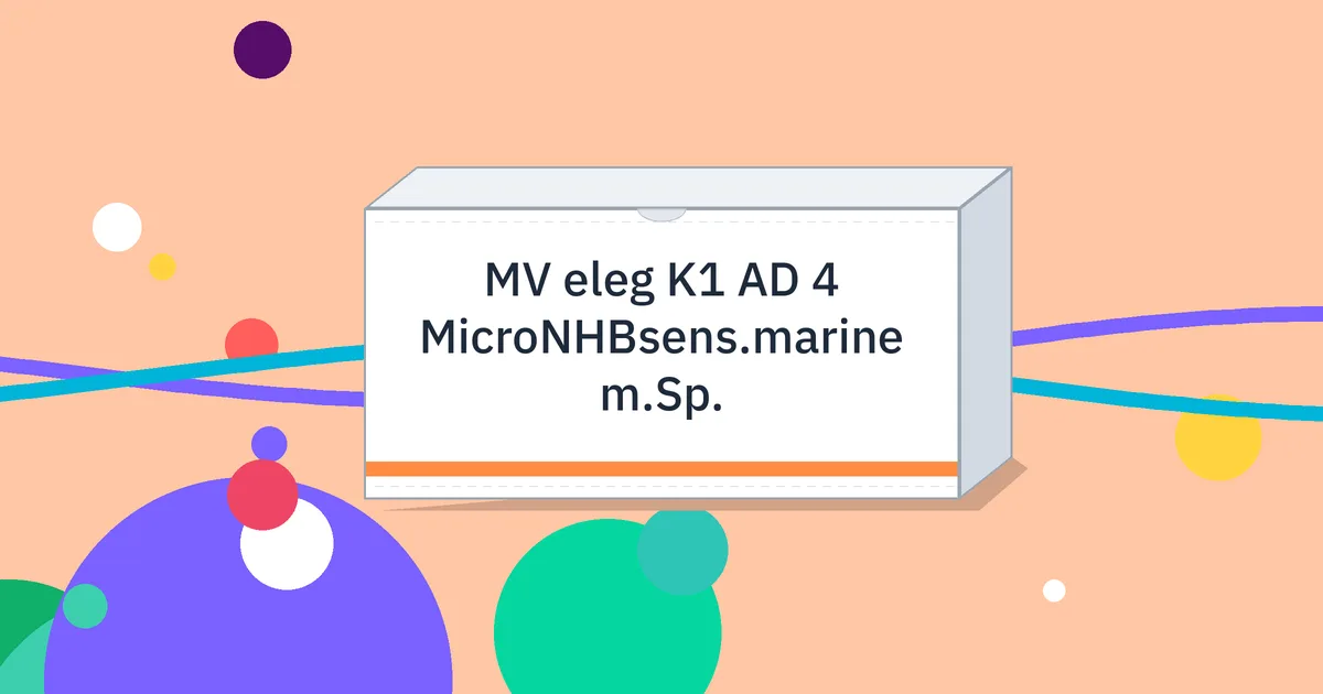 Symbolbild: Packung mit der Aufschrift MV eleg K1 AD 4 MicroNHBsens.marine m.Sp. (PZN 15670166) – Verfügbarkeit und Bezug in Apotheken in Frankfurt am Main