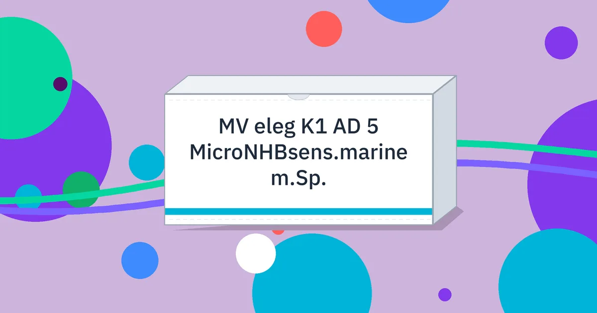 Symbolbild: Packung mit der Aufschrift MV eleg K1 AD 5 MicroNHBsens.marine m.Sp. (PZN 15670172) – Verfügbarkeit und Bezug in Apotheken in Frankfurt am Main