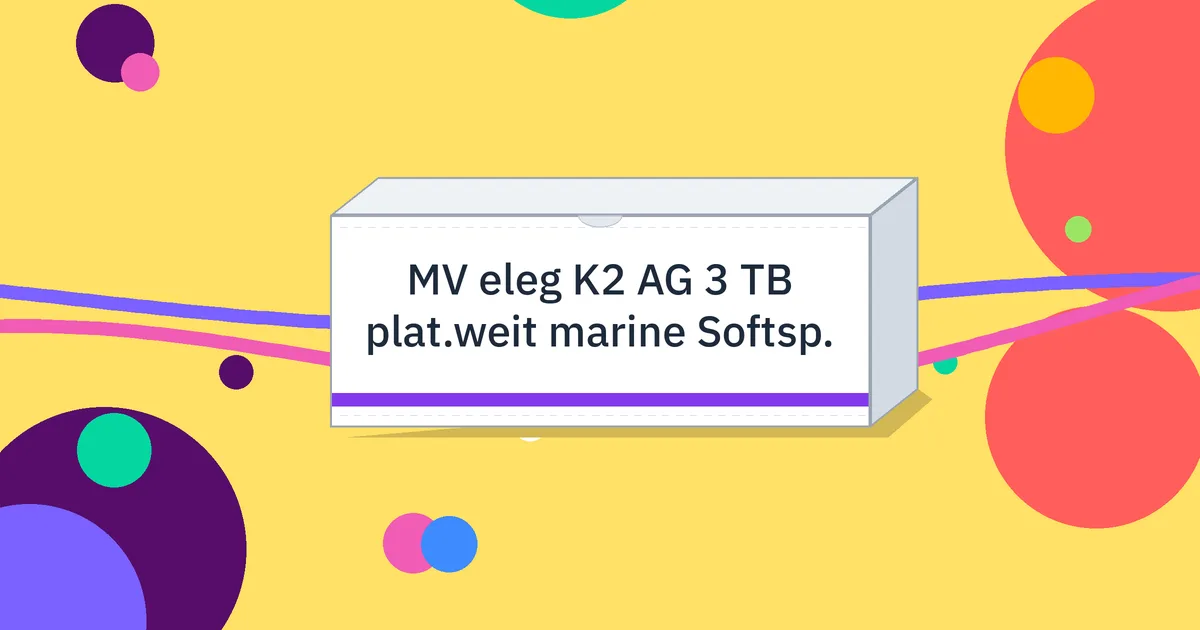 Symbolbild: Packung mit der Aufschrift MV eleg K2 AG 3 TB plat.weit marine Softsp. (PZN 15284055) – Verfügbarkeit und Bezug in Apotheken in Frankfurt am Main