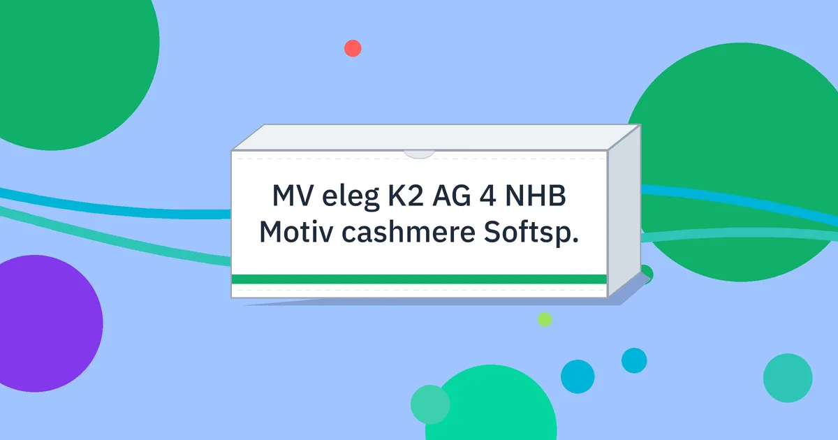 Symbolbild: Packung mit der Aufschrift MV eleg K2 AG 4 NHB Motiv cashmere Softsp. (PZN 15721774) – Verfügbarkeit und Bezug in Apotheken in Frankfurt am Main