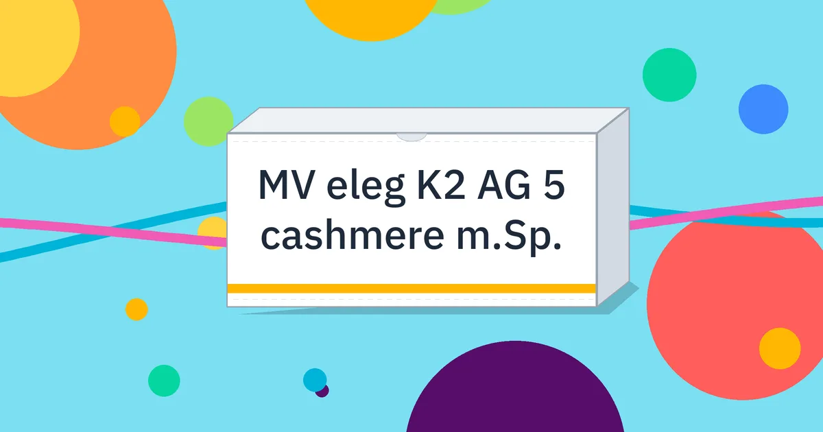 Symbolbild: Packung mit der Aufschrift MV eleg K2 AG 5 cashmere m.Sp. (PZN 14680116) – Verfügbarkeit und Bezug in Apotheken in Frankfurt am Main