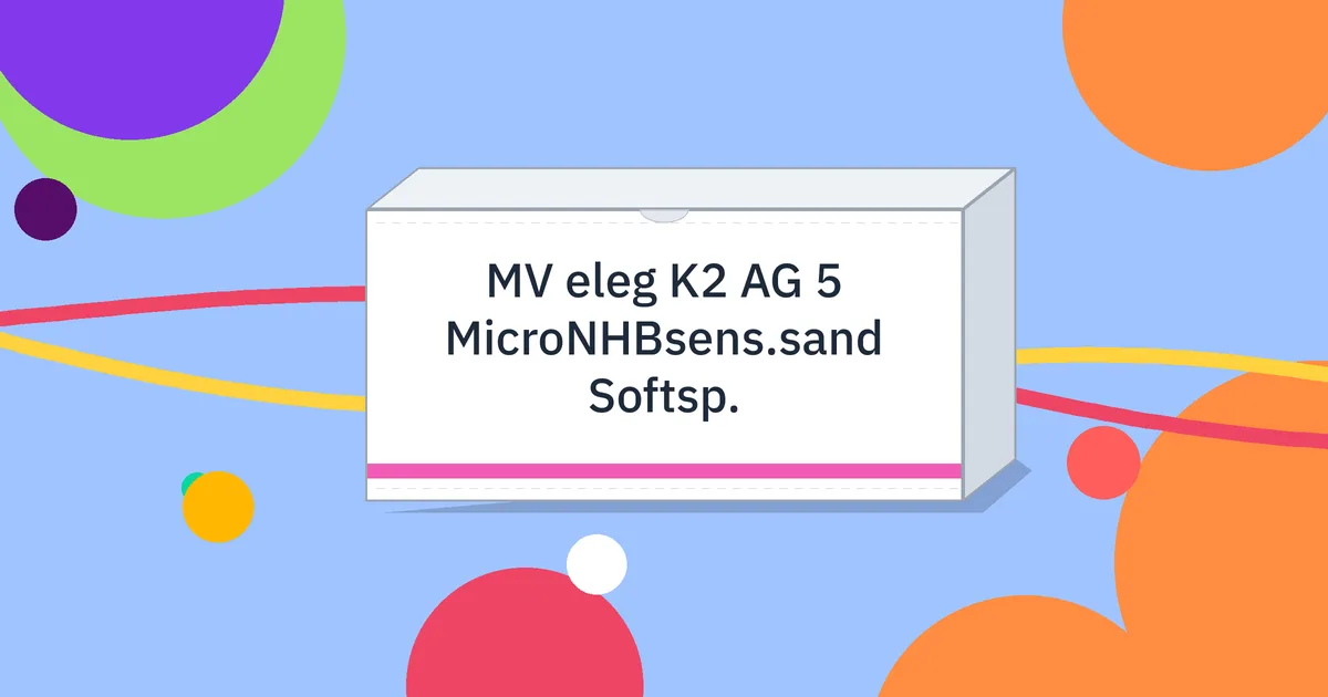 Symbolbild: Packung mit der Aufschrift MV eleg K2 AG 5 MicroNHBsens.sand Softsp. (PZN 18930596) – Verfügbarkeit und Bezug in Apotheken in Frankfurt am Main
