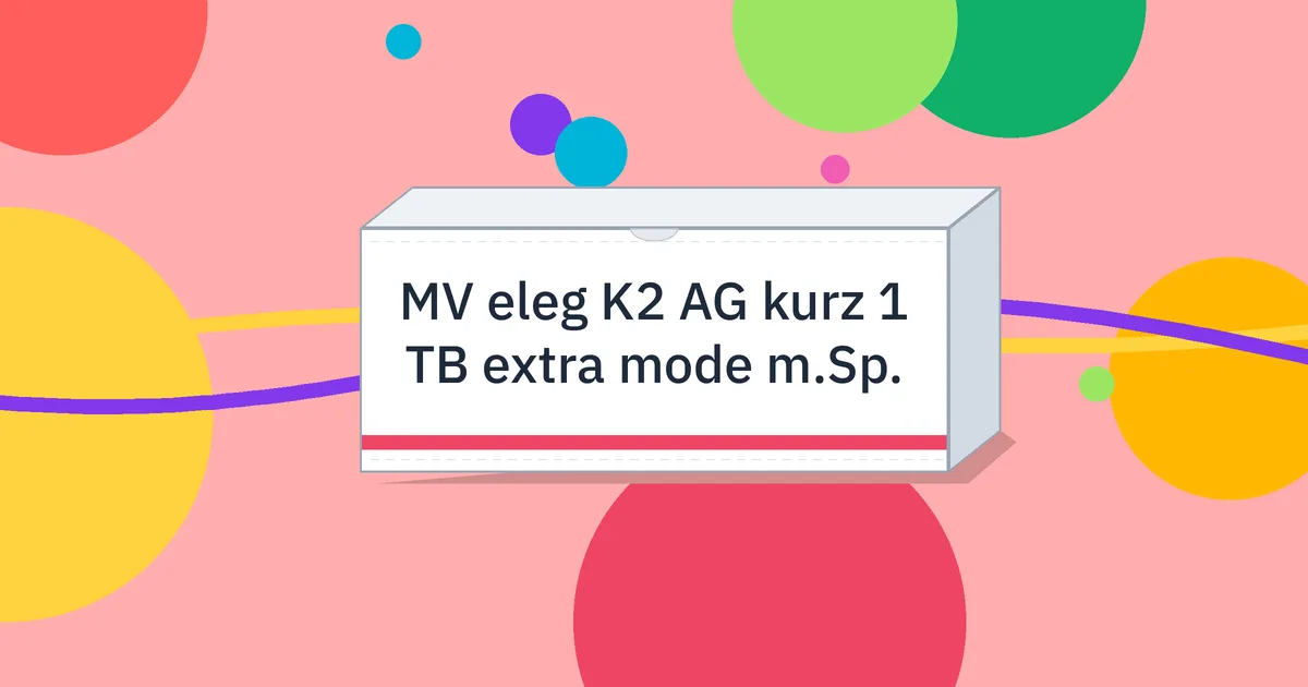 Symbolbild: Packung mit der Aufschrift MV eleg K2 AG kurz 1 TB extra mode m.Sp. (PZN 09878974) – Verfügbarkeit und Bezug in Apotheken in Frankfurt am Main