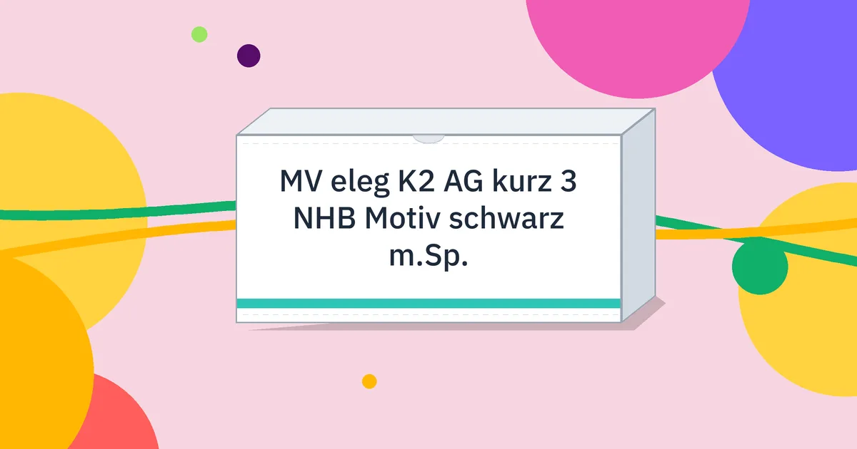 Symbolbild: Packung mit der Aufschrift MV eleg K2 AG kurz 3 NHB Motiv schwarz m.Sp. (PZN 15709081) – Verfügbarkeit und Bezug in Apotheken in Frankfurt am Main