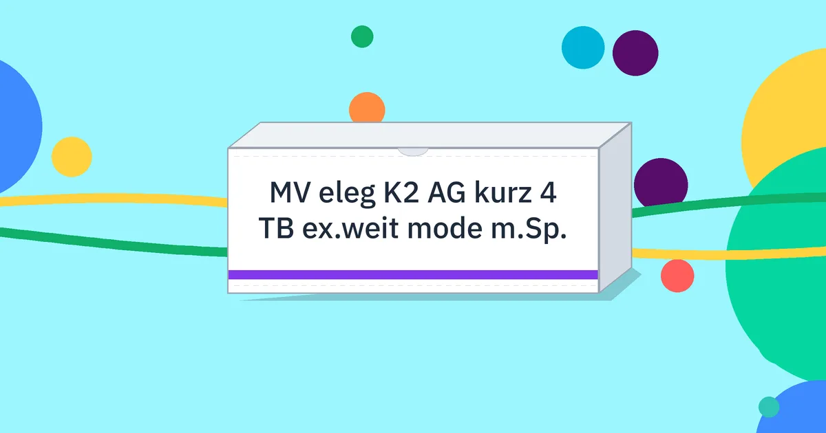 Symbolbild: Packung mit der Aufschrift MV eleg K2 AG kurz 4 TB ex.weit mode m.Sp. (PZN 09880238) – Verfügbarkeit und Bezug in Apotheken in Frankfurt am Main