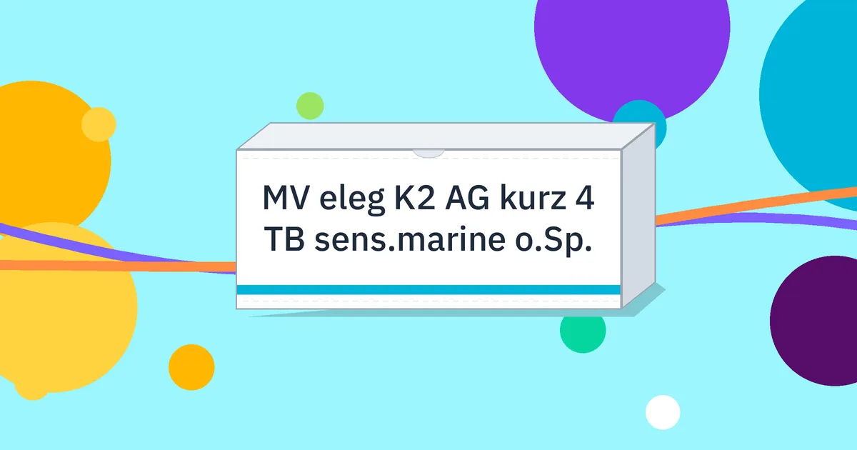 Symbolbild: Packung mit der Aufschrift MV eleg K2 AG kurz 4 TB sens.marine o.Sp. (PZN 14606315) – Verfügbarkeit und Bezug in Apotheken in Frankfurt am Main