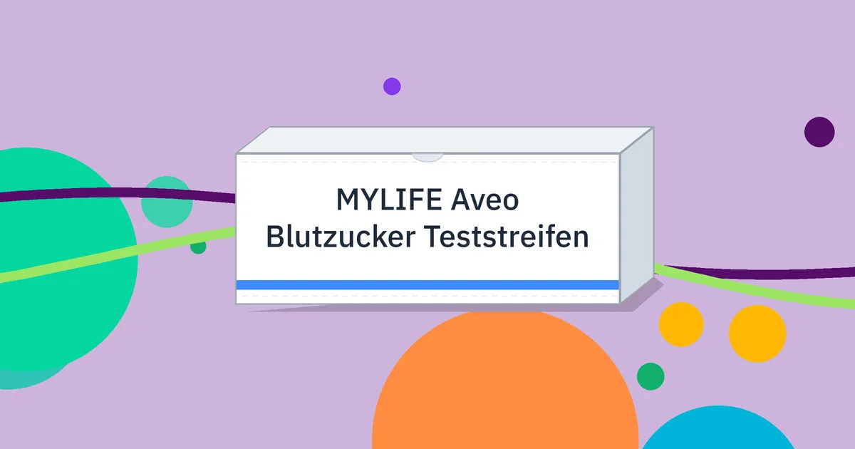 Symbolbild: Packung mit der Aufschrift MYLIFE Aveo Blutzucker Teststreifen (PZN 18054605) – Verfügbarkeit und Bezug in Apotheken in Frankfurt am Main