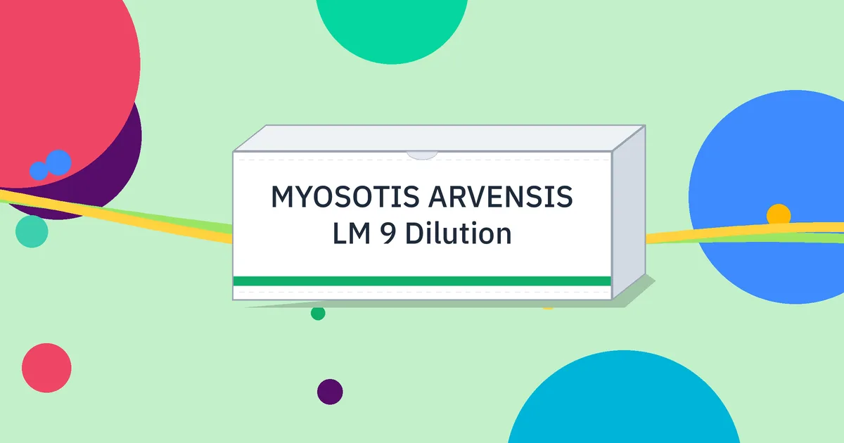 Symbolbild: Packung mit der Aufschrift MYOSOTIS ARVENSIS LM 9 Dilution (PZN 13612087) – Verfügbarkeit und Bezug in Apotheken in Frankfurt am Main