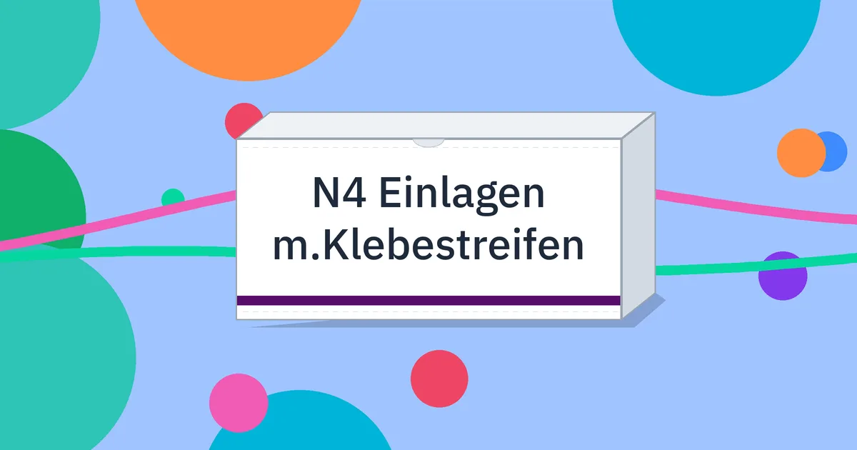 Symbolbild: Packung mit der Aufschrift N4 Einlagen m.Klebestreifen (PZN 08597612) – Verfügbarkeit und Bezug in Apotheken in Frankfurt am Main