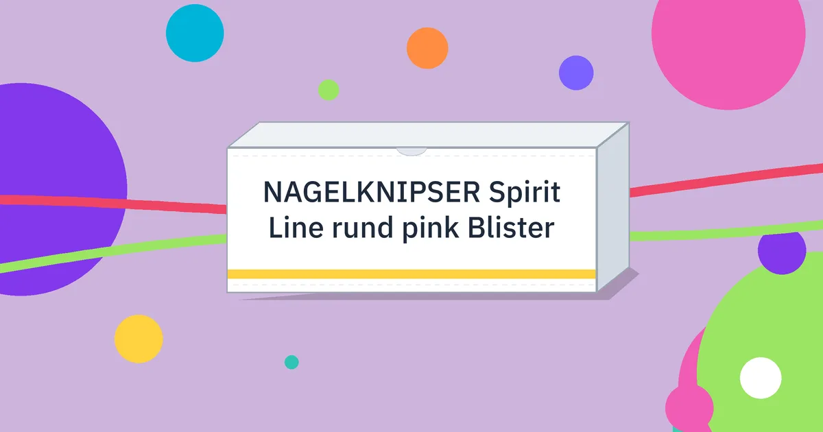 Symbolbild: Packung mit der Aufschrift NAGELKNIPSER Spirit Line rund pink Blister (PZN 10348856) – Verfügbarkeit und Bezug in Apotheken in Frankfurt am Main