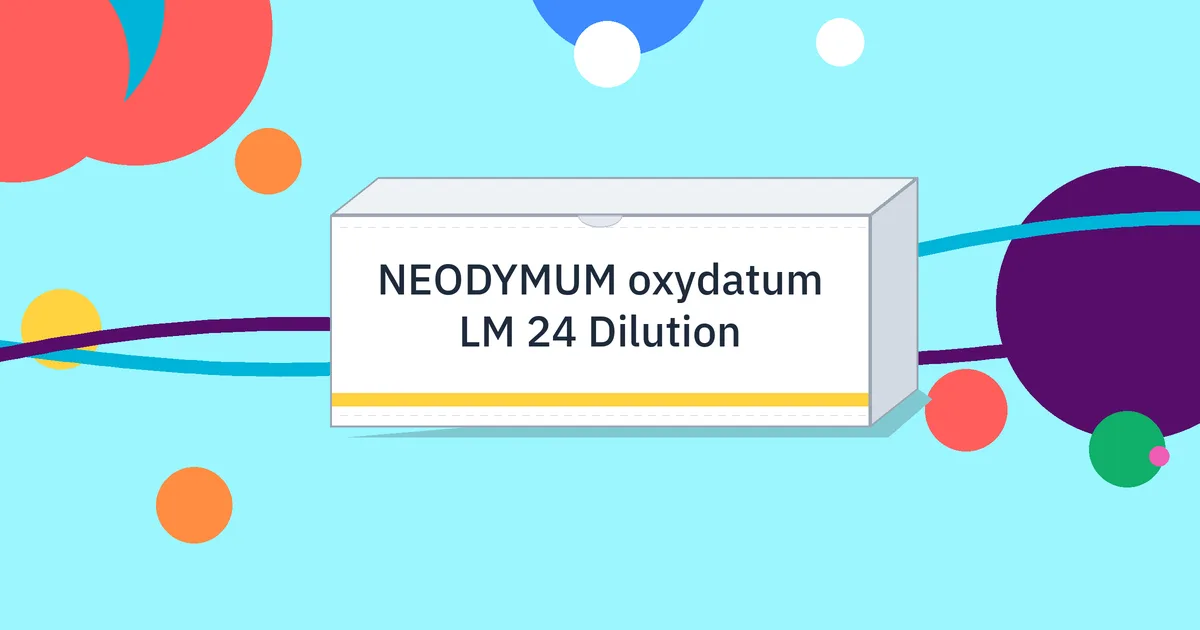 Symbolbild: Packung mit der Aufschrift NEODYMUM oxydatum LM 24 Dilution (PZN 13617848) – Verfügbarkeit und Bezug in Apotheken in Frankfurt am Main