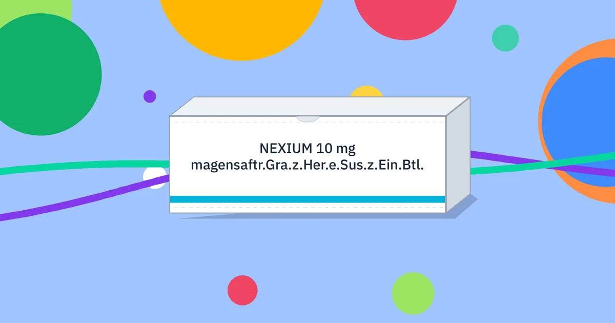 Symbolbild: Packung mit der Aufschrift NEXIUM 10 mg magensaftr.Gra.z.Her.e.Sus.z.Ein.Btl. (PZN 15196523) – Verfügbarkeit und Bezug in Apotheken in Frankfurt am Main
