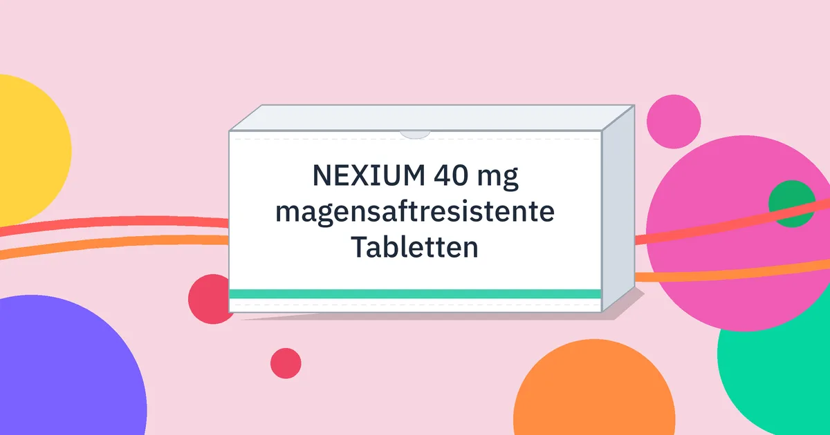 Symbolbild: Packung mit der Aufschrift NEXIUM 40 mg magensaftresistente Tabletten (PZN 11111961) – Verfügbarkeit und Bezug in Apotheken in Frankfurt am Main