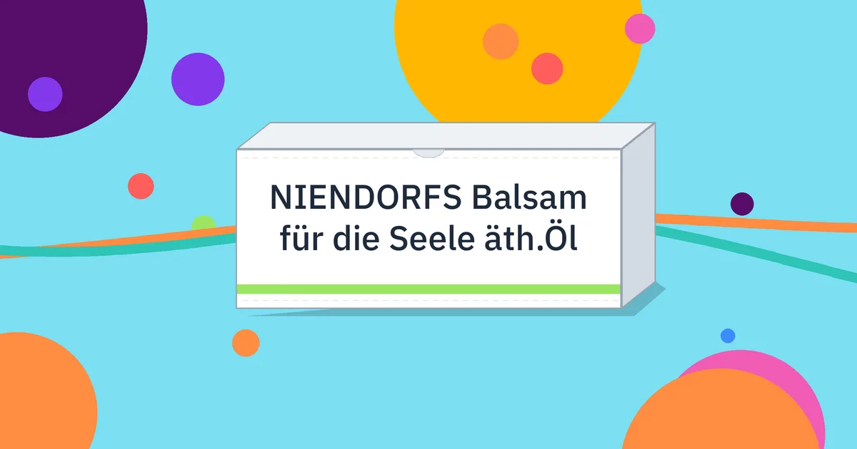 Symbolbild: Packung mit der Aufschrift NIENDORFS Balsam für die Seele äth.Öl (PZN 15591946) – Verfügbarkeit und Bezug in Apotheken in Frankfurt am Main
