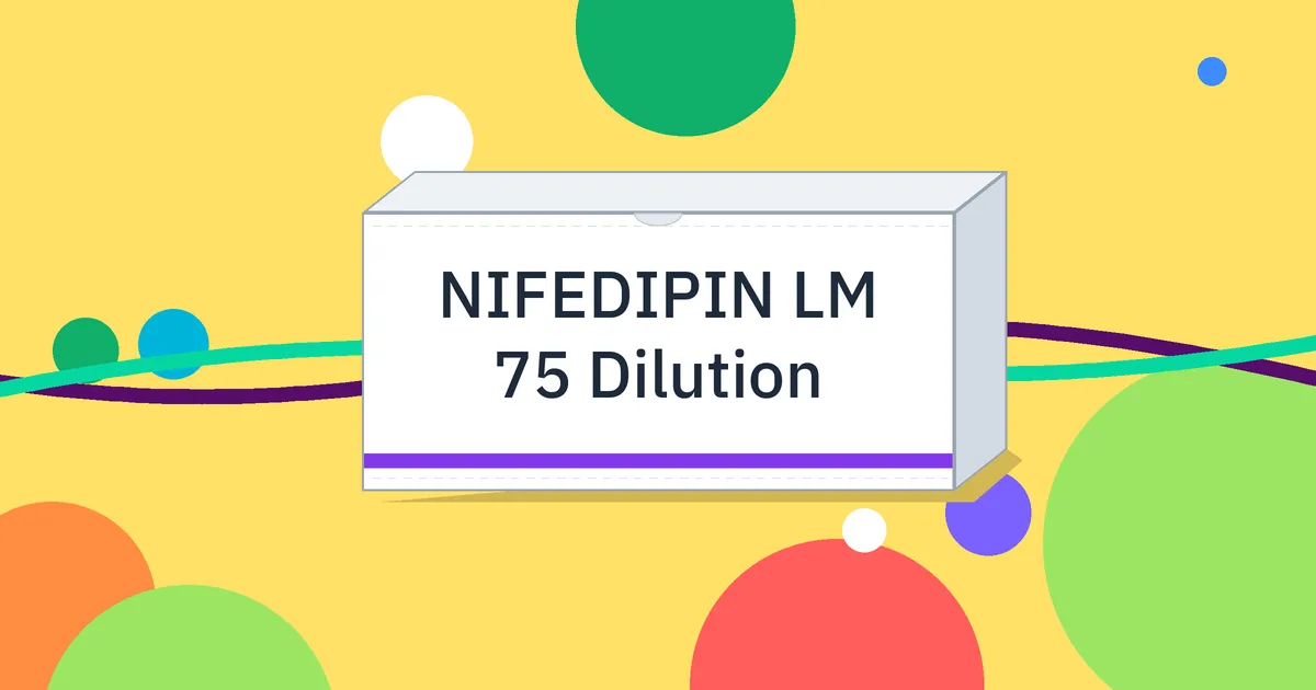 Symbolbild: Packung mit der Aufschrift NIFEDIPIN LM 75 Dilution (PZN 12969806) – Verfügbarkeit und Bezug in Apotheken in Frankfurt am Main