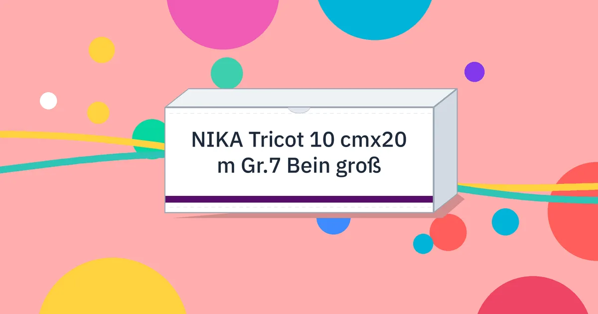 Symbolbild: Packung mit der Aufschrift NIKA Tricot 10 cmx20 m Gr.7 Bein groß (PZN 18171908) – Verfügbarkeit und Bezug in Apotheken in Frankfurt am Main