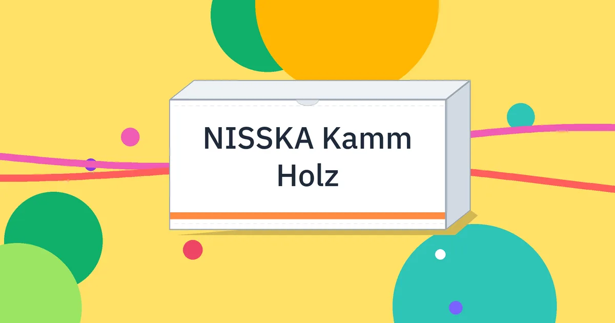 Symbolbild: Packung mit der Aufschrift NISSKA Kamm Holz (PZN 01728560) – Verfügbarkeit und Bezug in Apotheken in Frankfurt am Main