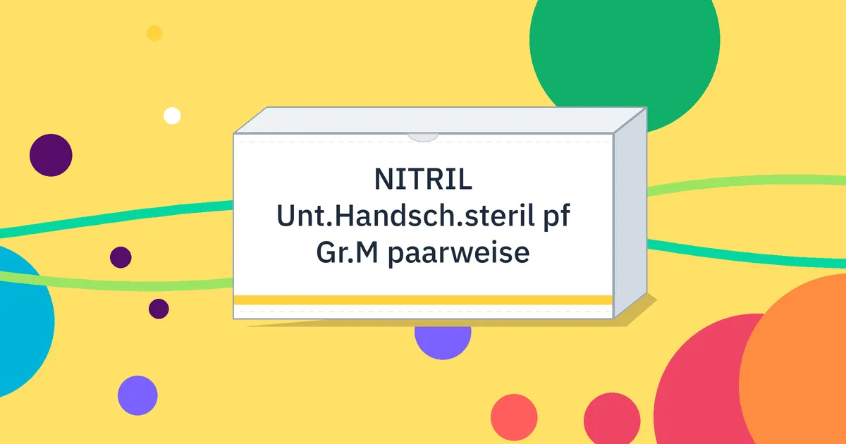 Symbolbild: Packung mit der Aufschrift NITRIL Unt.Handsch.steril pf Gr.M paarweise (PZN 09544641) – Verfügbarkeit und Bezug in Apotheken in Frankfurt am Main
