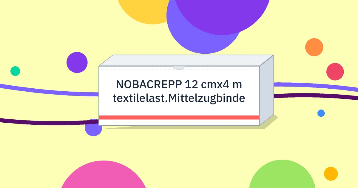 Symbolbild: Packung mit der Aufschrift NOBACREPP 12 cmx4 m textilelast.Mittelzugbinde (PZN 01415476) – Verfügbarkeit und Bezug in Apotheken in Frankfurt am Main