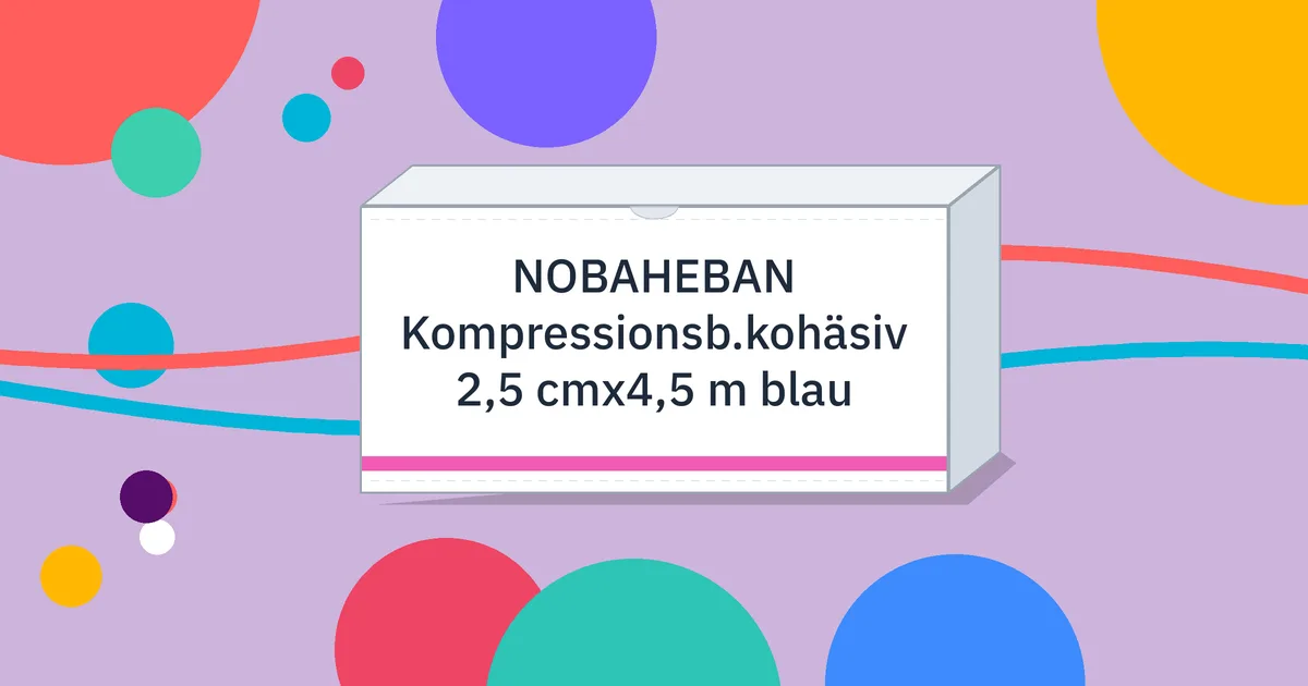 Symbolbild: Packung mit der Aufschrift NOBAHEBAN Kompressionsb.kohäsiv 2,5 cmx4,5 m blau (PZN 02709375) – Verfügbarkeit und Bezug in Apotheken in Frankfurt am Main