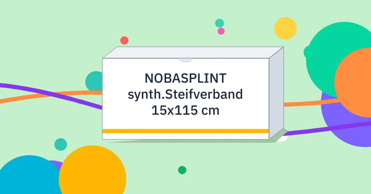 Symbolbild: Packung mit der Aufschrift NOBASPLINT synth.Steifverband 15x115 cm (PZN 04407767) – Verfügbarkeit und Bezug in Apotheken in Frankfurt am Main
