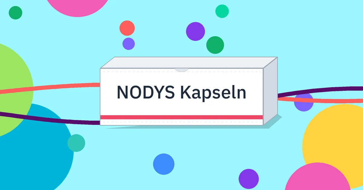 Symbolbild: Packung mit der Aufschrift NODYS Kapseln (PZN 11479170) – Verfügbarkeit und Bezug in Apotheken in Frankfurt am Main