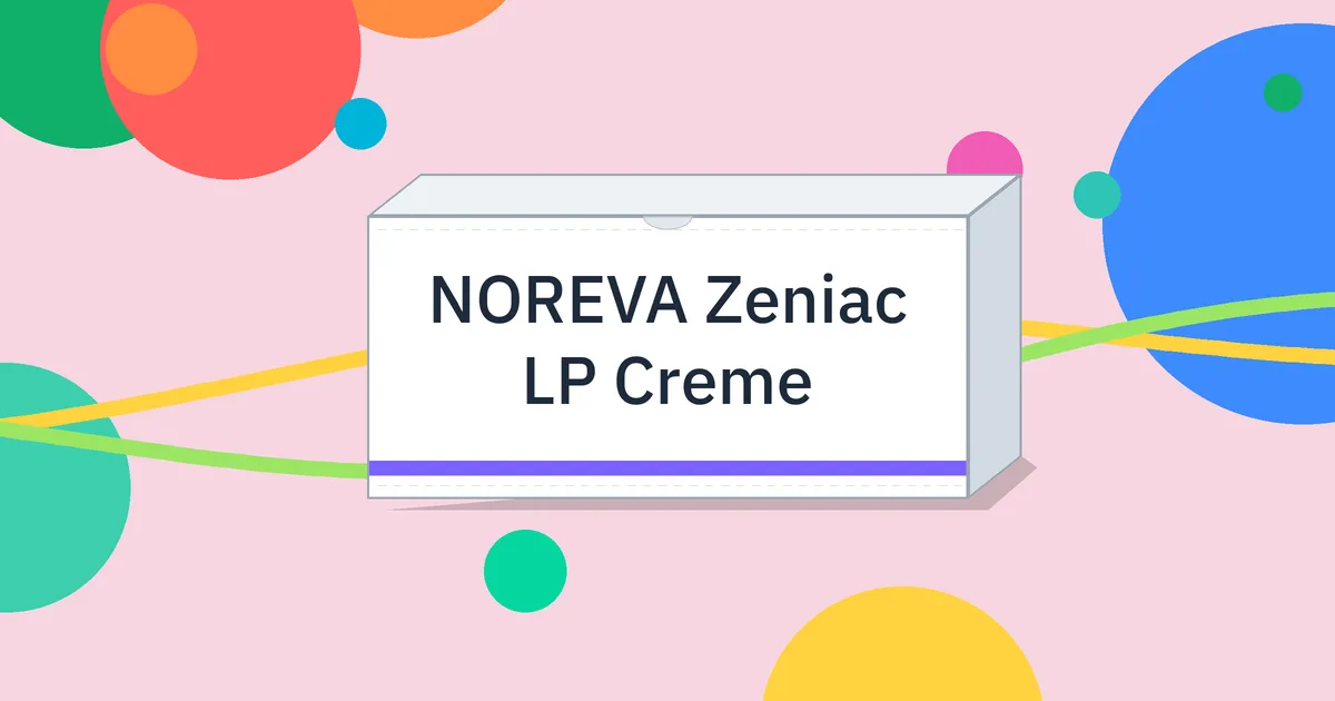 Symbolbild: Packung mit der Aufschrift NOREVA Zeniac LP Creme (PZN 01332968) – Verfügbarkeit und Bezug in Apotheken in Frankfurt am Main