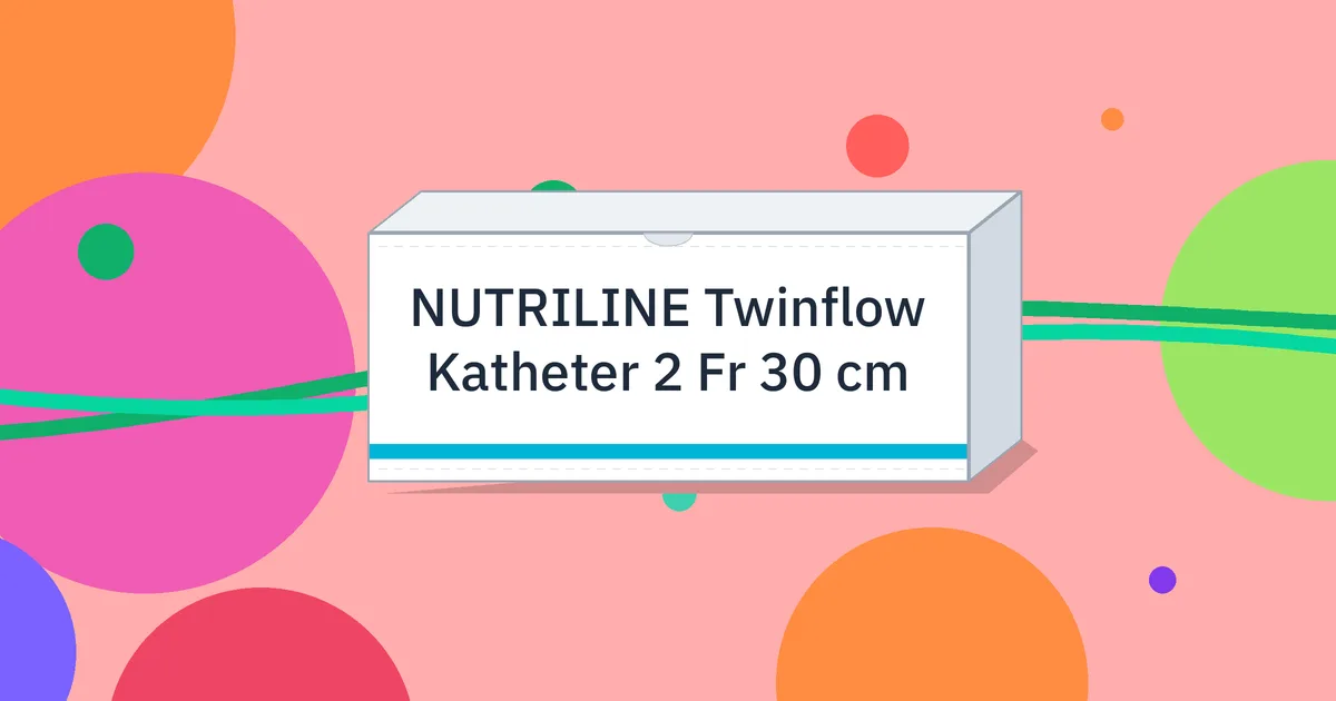 Symbolbild: Packung mit der Aufschrift NUTRILINE Twinflow Katheter 2 Fr 30 cm (PZN 09398205) – Verfügbarkeit und Bezug in Apotheken in Frankfurt am Main