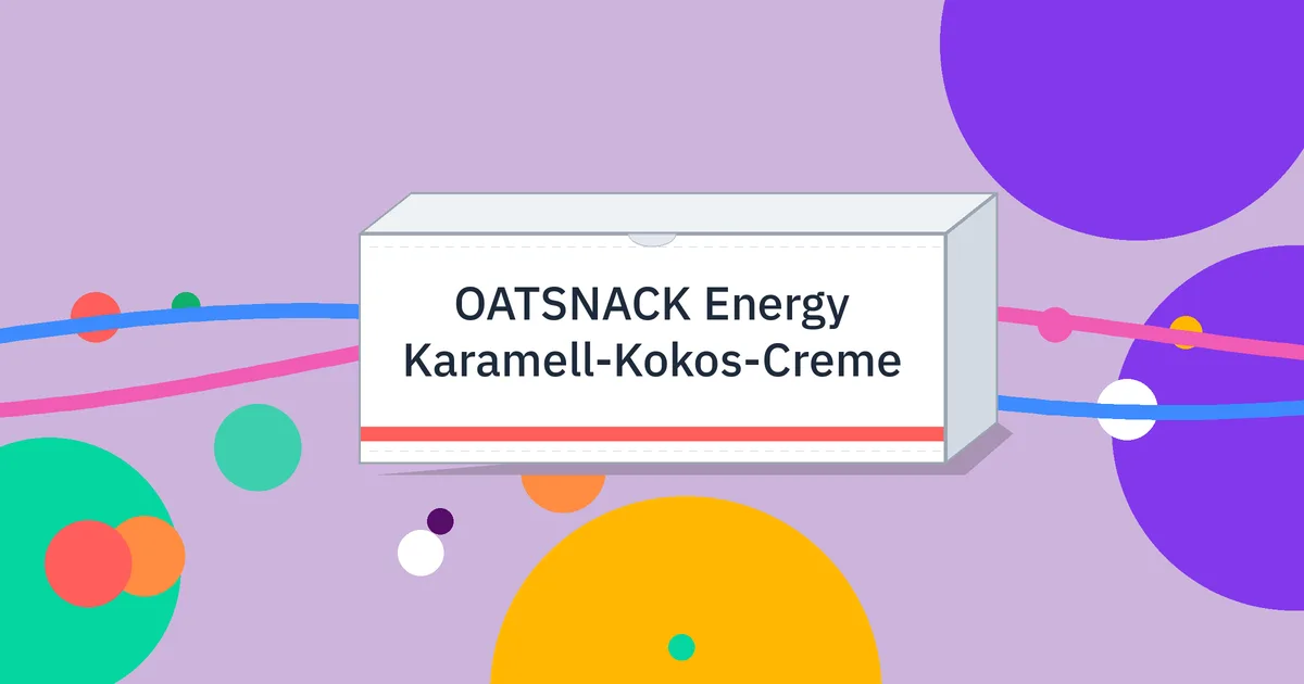 Symbolbild: Packung mit der Aufschrift OATSNACK Energy Karamell-Kokos-Creme (PZN 11513139) – Verfügbarkeit und Bezug in Apotheken in Frankfurt am Main