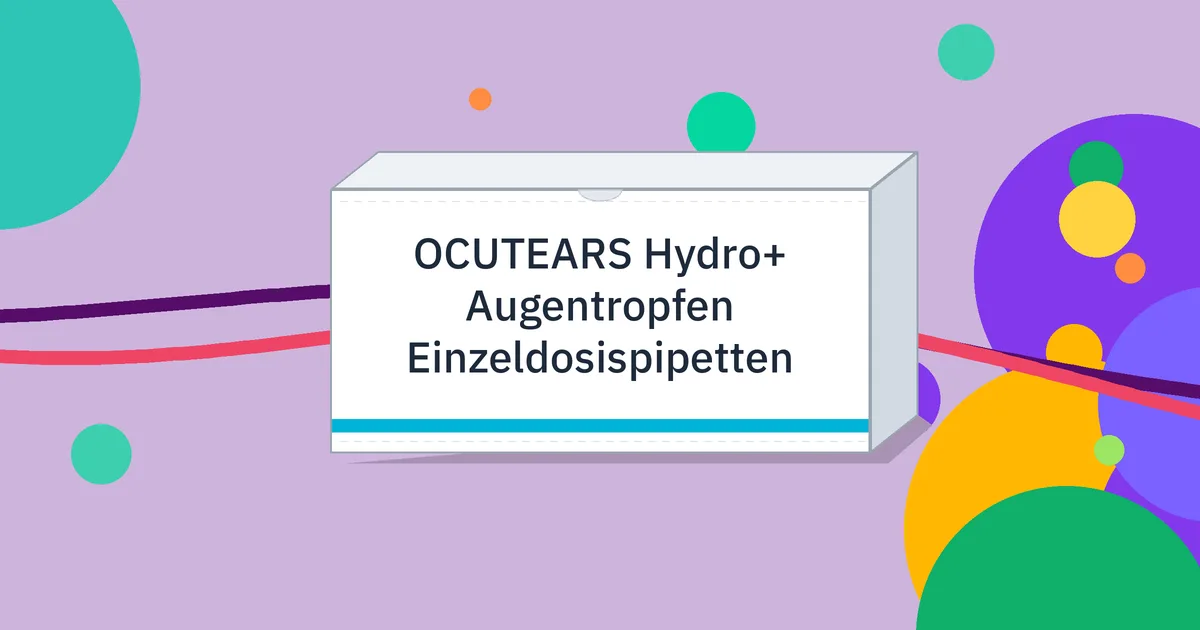 Symbolbild: Packung mit der Aufschrift OCUTEARS Hydro+ Augentropfen Einzeldosispipetten (PZN 17209572) – Verfügbarkeit und Bezug in Apotheken in Frankfurt am Main