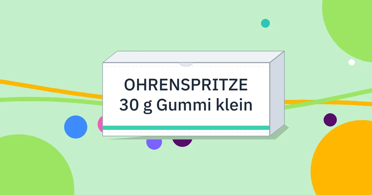 Symbolbild: Packung mit der Aufschrift OHRENSPRITZE 30 g Gummi klein (PZN 00175998) – Verfügbarkeit und Bezug in Apotheken in Frankfurt am Main