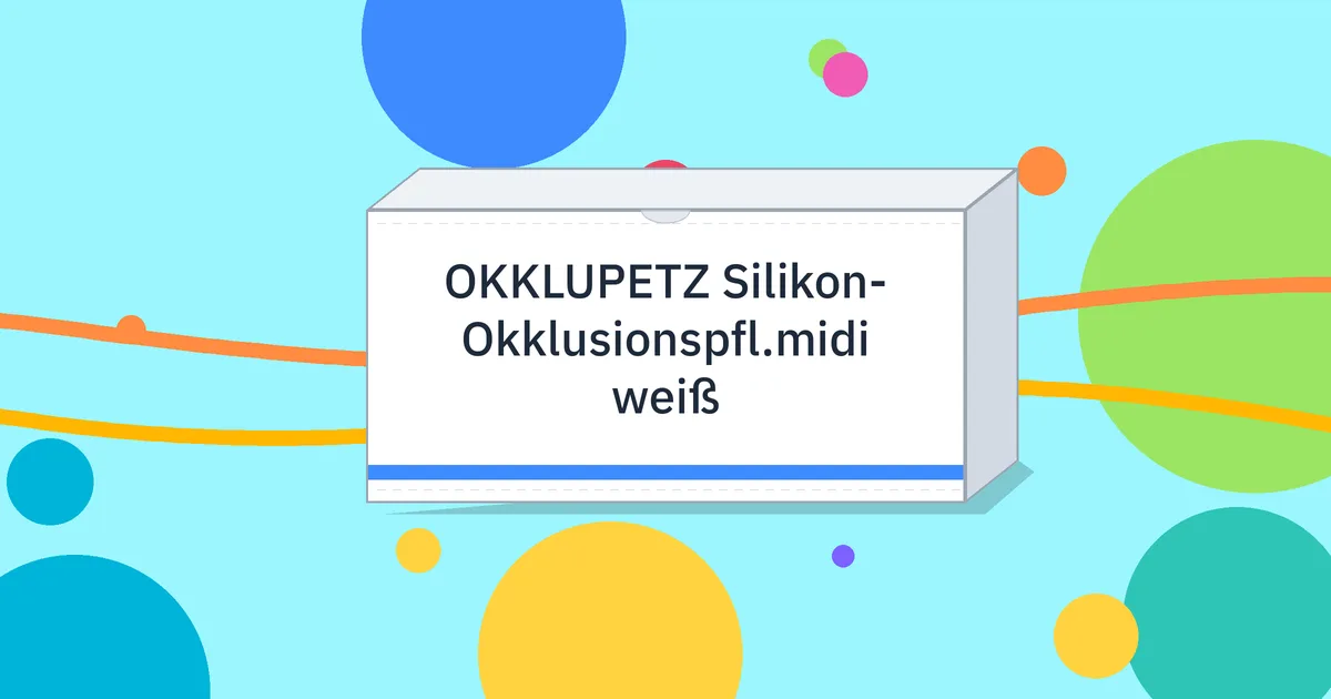 Symbolbild: Packung mit der Aufschrift OKKLUPETZ Silikon-Okklusionspfl.midi weiß (PZN 19769973) – Verfügbarkeit und Bezug in Apotheken in Frankfurt am Main
