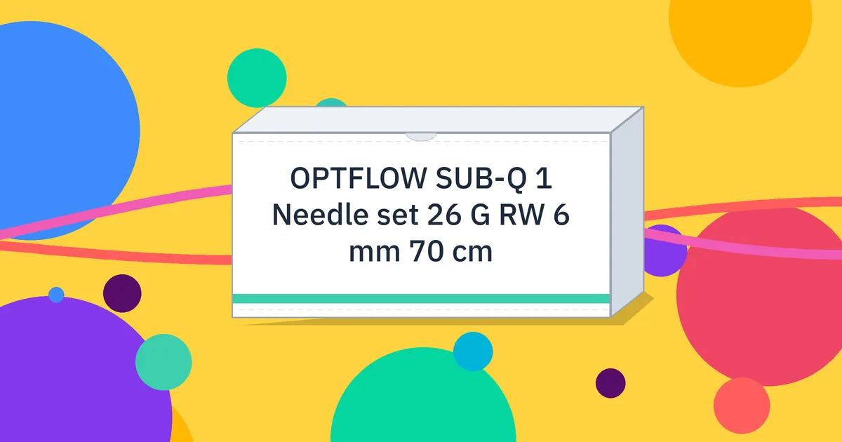 Symbolbild: Packung mit der Aufschrift OPTFLOW SUB-Q 1 Needle set 26 G RW 6 mm 70 cm (PZN 16528884) – Verfügbarkeit und Bezug in Apotheken in Frankfurt am Main