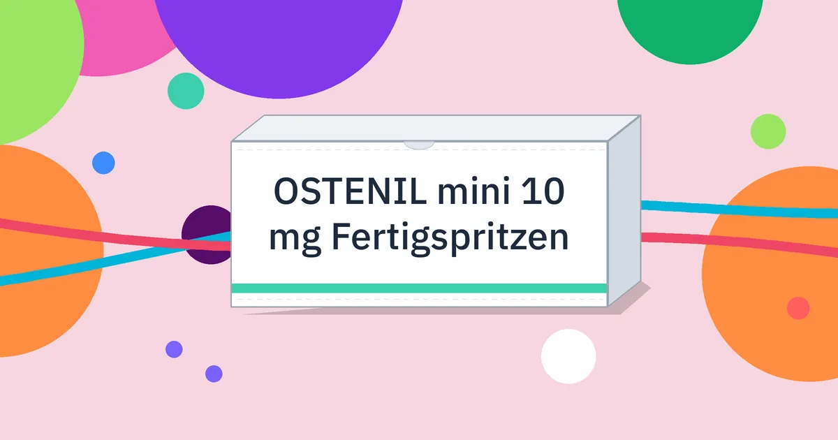 Symbolbild: Packung mit der Aufschrift OSTENIL mini 10 mg Fertigspritzen (PZN 09395336) – Verfügbarkeit und Bezug in Apotheken in Frankfurt am Main
