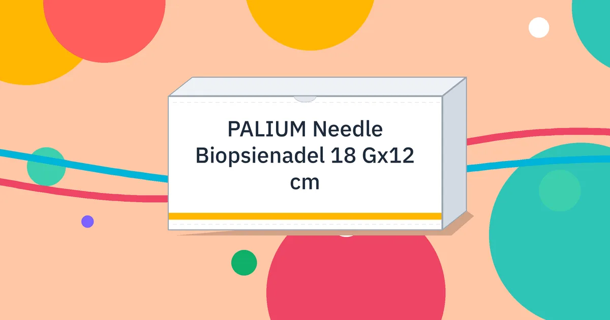 Symbolbild: Packung mit der Aufschrift PALIUM Needle Biopsienadel 18 Gx12 cm (PZN 16946937) – Verfügbarkeit und Bezug in Apotheken in Frankfurt am Main
