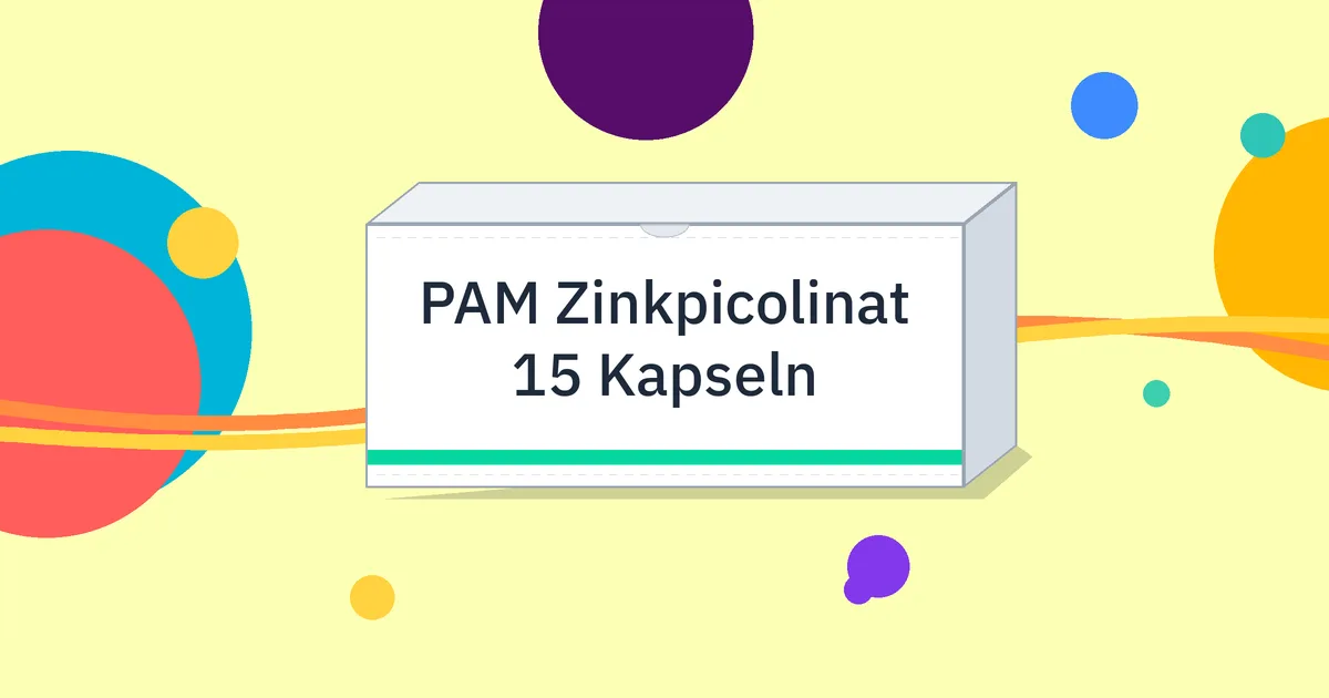 Symbolbild: Packung mit der Aufschrift PAM Zinkpicolinat 15 Kapseln (PZN 20280496) – Verfügbarkeit und Bezug in Apotheken in Frankfurt am Main