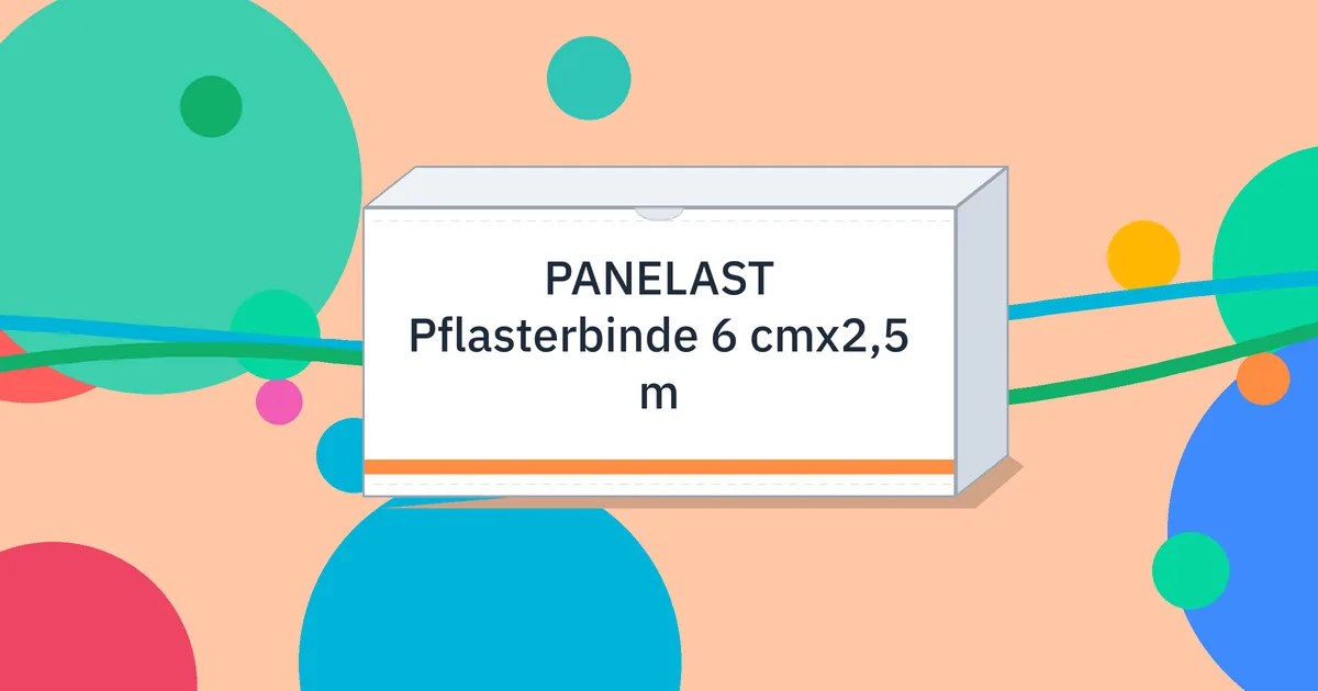 Symbolbild: Packung mit der Aufschrift PANELAST Pflasterbinde 6 cmx2,5 m (PZN 00761791) – Verfügbarkeit und Bezug in Apotheken in Frankfurt am Main