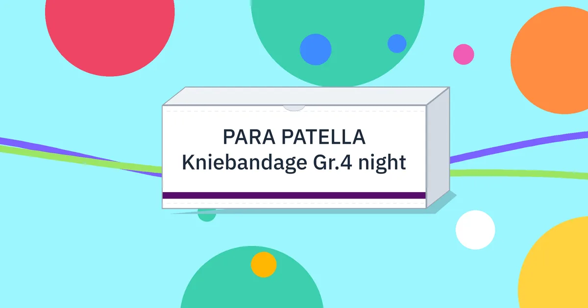 Symbolbild: Packung mit der Aufschrift PARA PATELLA Kniebandage Gr.4 night (PZN 03317418) – Verfügbarkeit und Bezug in Apotheken in Frankfurt am Main