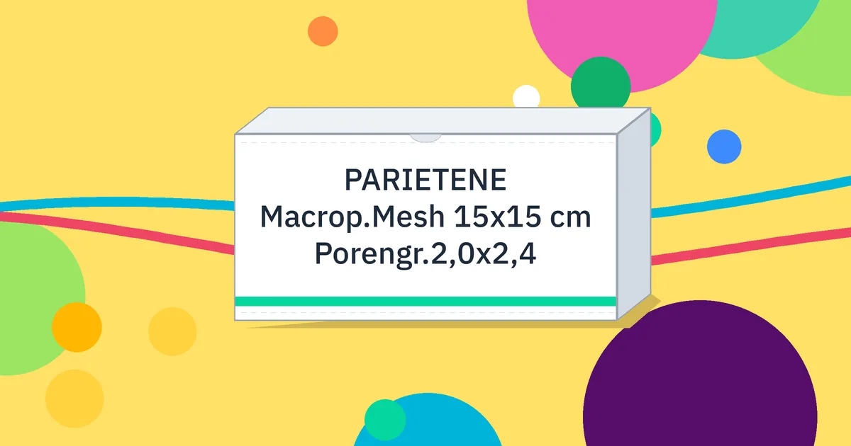 Symbolbild: Packung mit der Aufschrift PARIETENE Macrop.Mesh 15x15 cm Porengr.2,0x2,4 (PZN 11314612) – Verfügbarkeit und Bezug in Apotheken in Frankfurt am Main